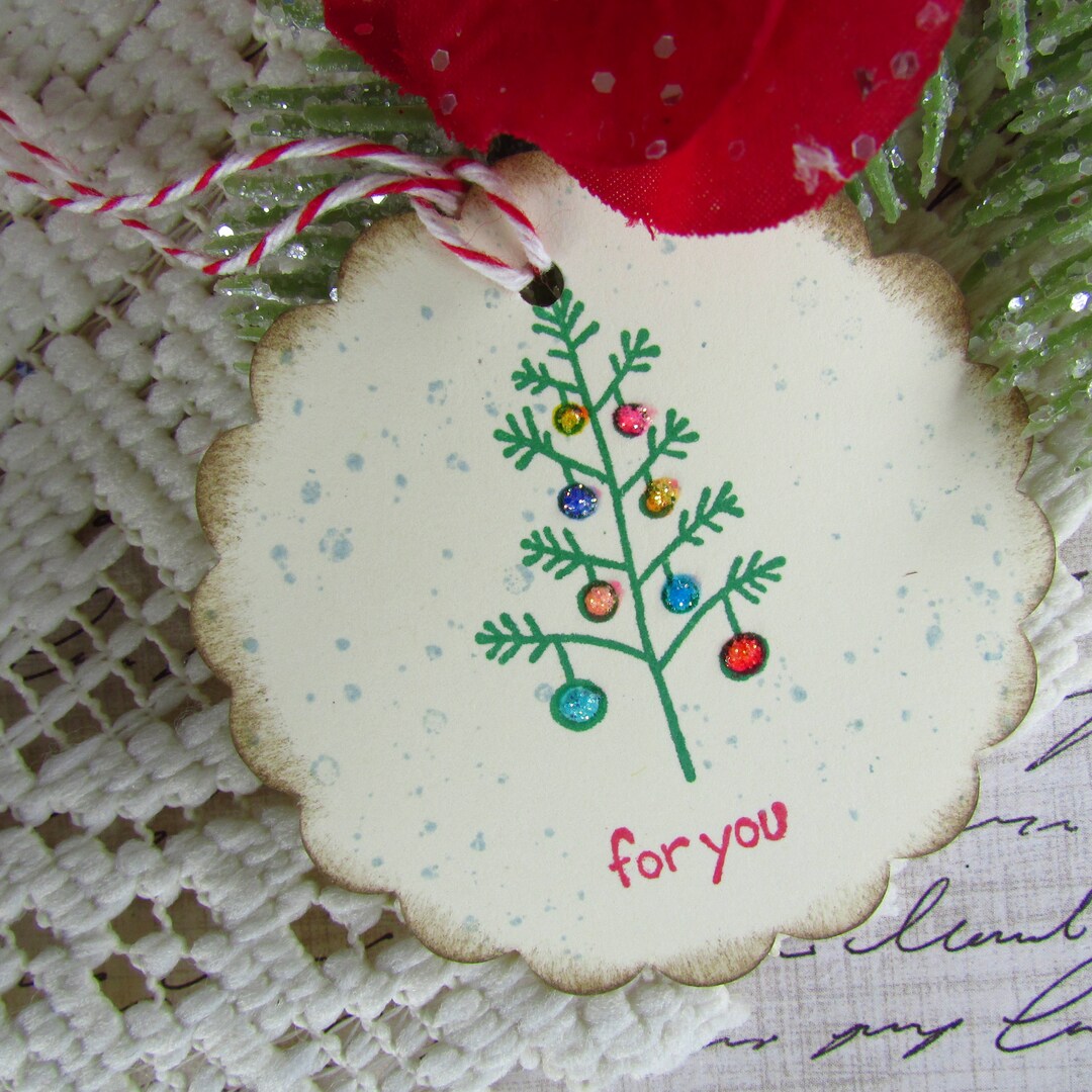 Christmas Tree Hang Tag, Hand-stamped Christmas Tag, Holiday Tag ...