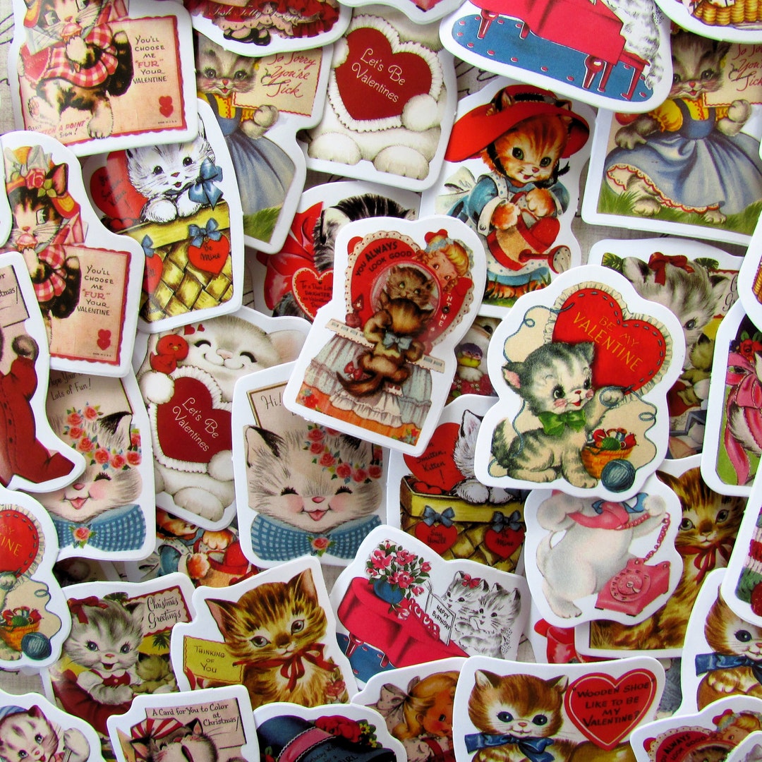 Vintage Cat Stickers, Cat Stickers, Cat Gift, Scrapbooking Stickers ...