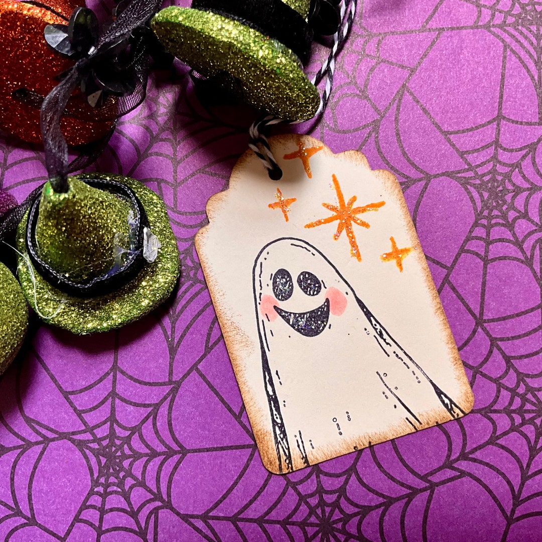 Halloween Ghost Gift Tags: Handmade Treat Bag Favors, Set of 9 - Etsy