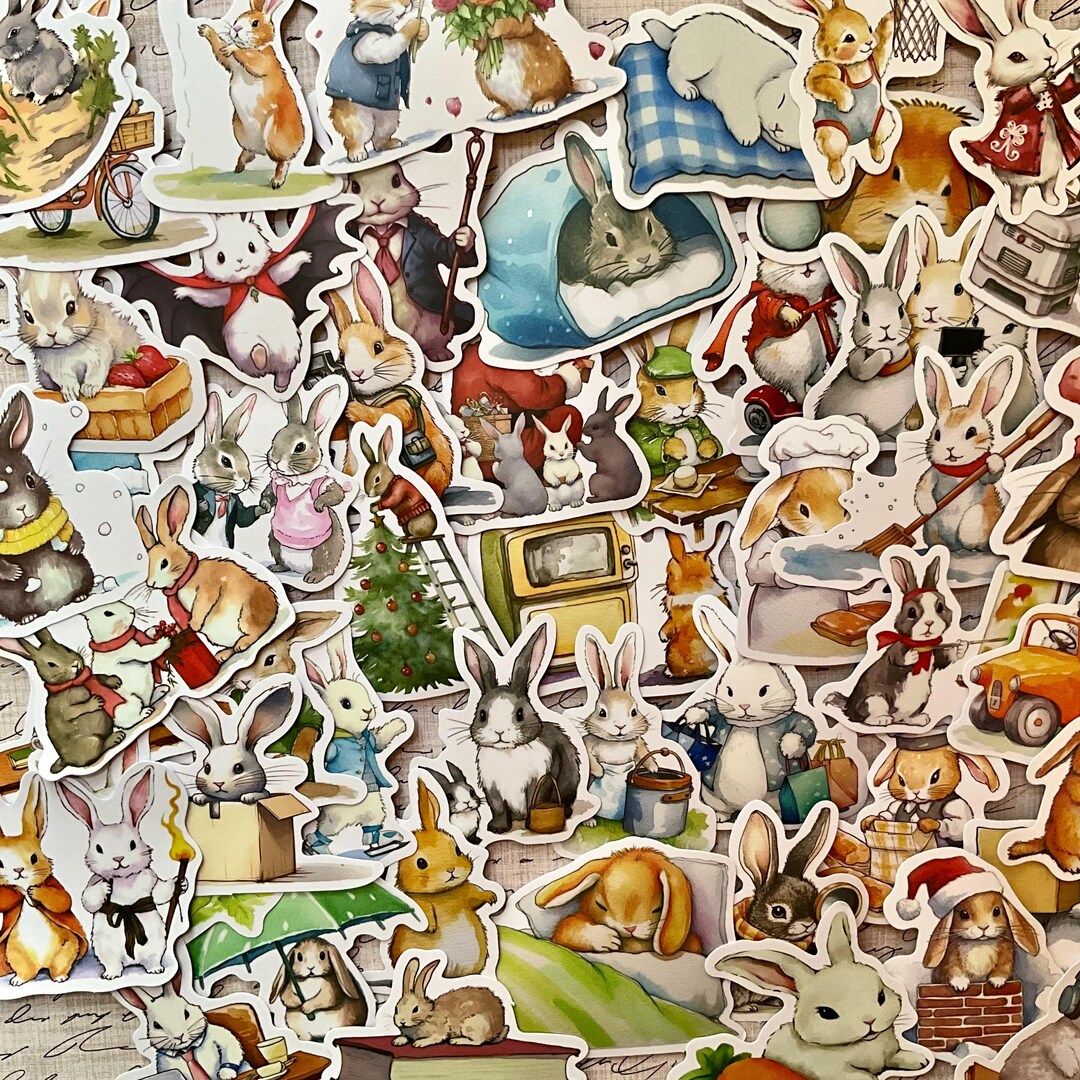Stickers, Rabbit Stickers, Bunny Stickers, Scrapbooking Stickers ...