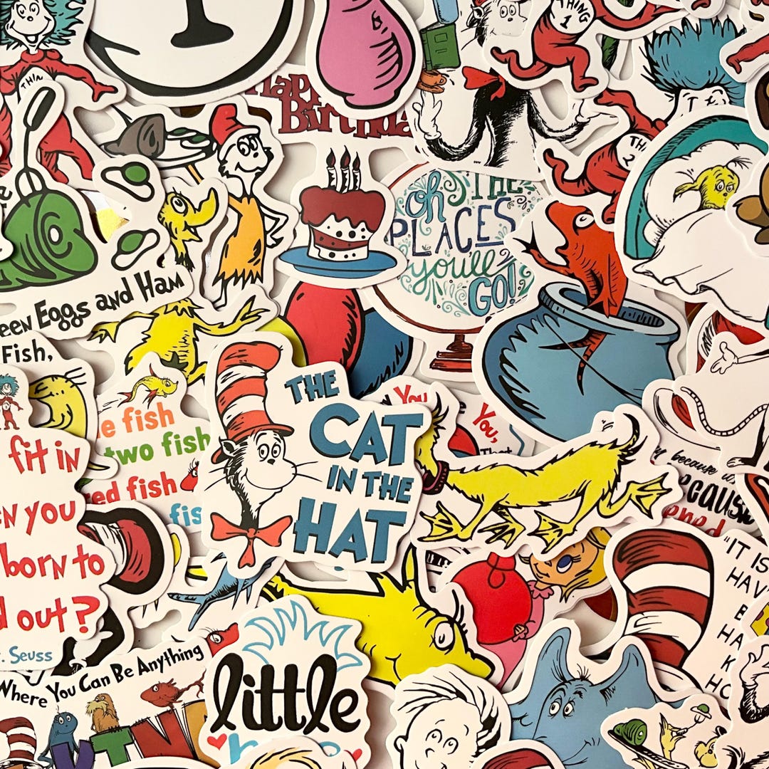 Dr Seuss Stickers, Cat in the Hat Stickers, Childrens Stickers, Teacher ...
