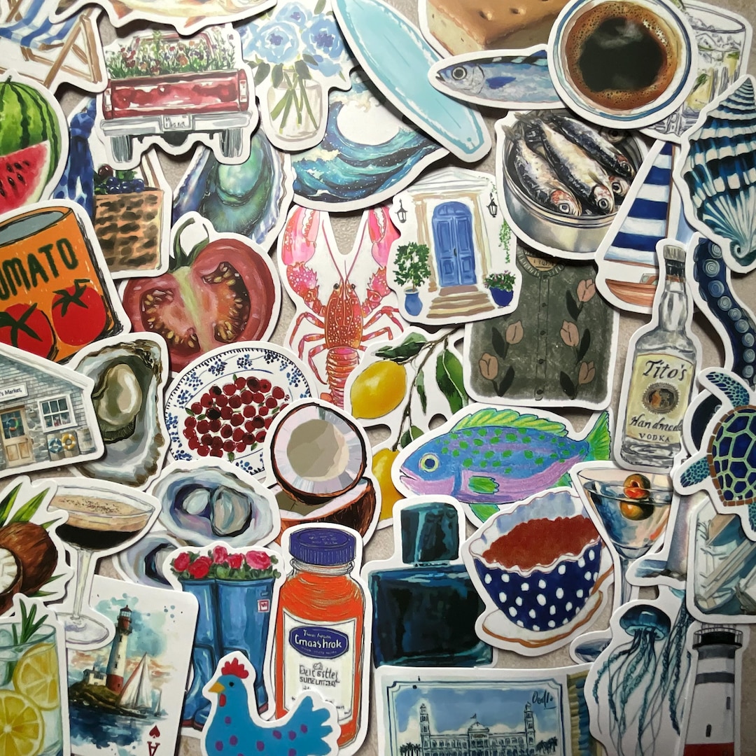 Mediterranean Stickers, Summer Stickers, Sea Life Stickers, Seashore ...