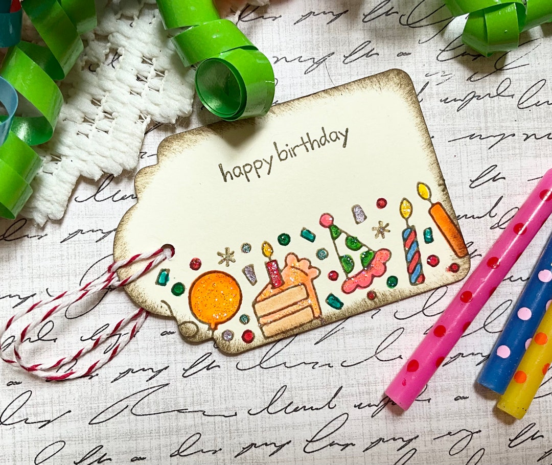 Birthday Present Gift Tags, Hand Stamped Tags, Birthday Gift Tag, Party ...