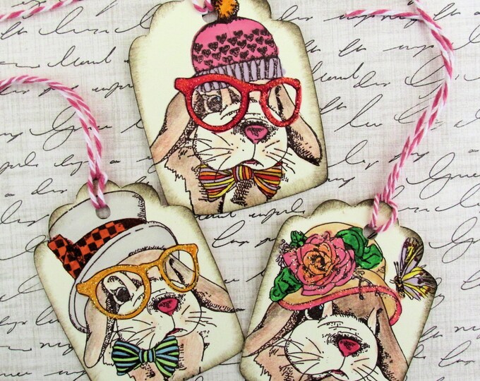 Rabbit Bunny Tags Round Gift Tags Set of 10 - Etsy