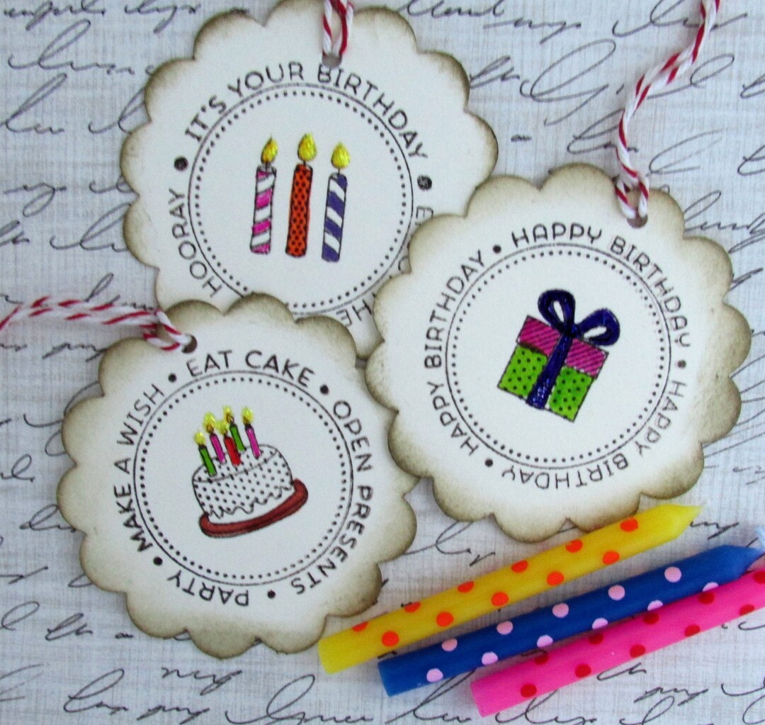 Scallop Circle Birthday Gift Tags, Gift Wrap Tag, Gift Tag, Happy ...