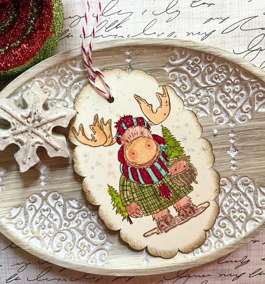 Moose Gift Tag, Christmas Gift Tag, Moose Hang Tag, Holiday Gift Tags ...
