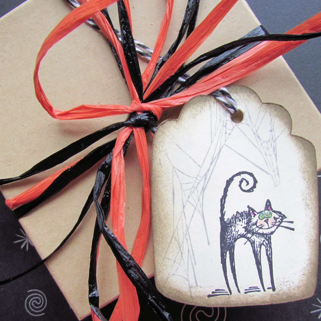 Halloween Cat Gift Tags, Trick or Treat Tags, Cat, Halloween Treat Bag ...