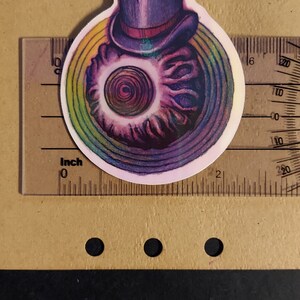 Tophat Eyeball Sticker Lowbrow Art Hand-drawn Holographic Waterproof ...
