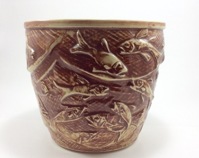 Rare Mccoy Pottery Planter 412 Fish in Nets in Rust Vintage 1955 ...