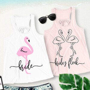 BRIDE & BRIDE'S FLOCK Flamingo Wedding Tanks, Bride Tank Top ...