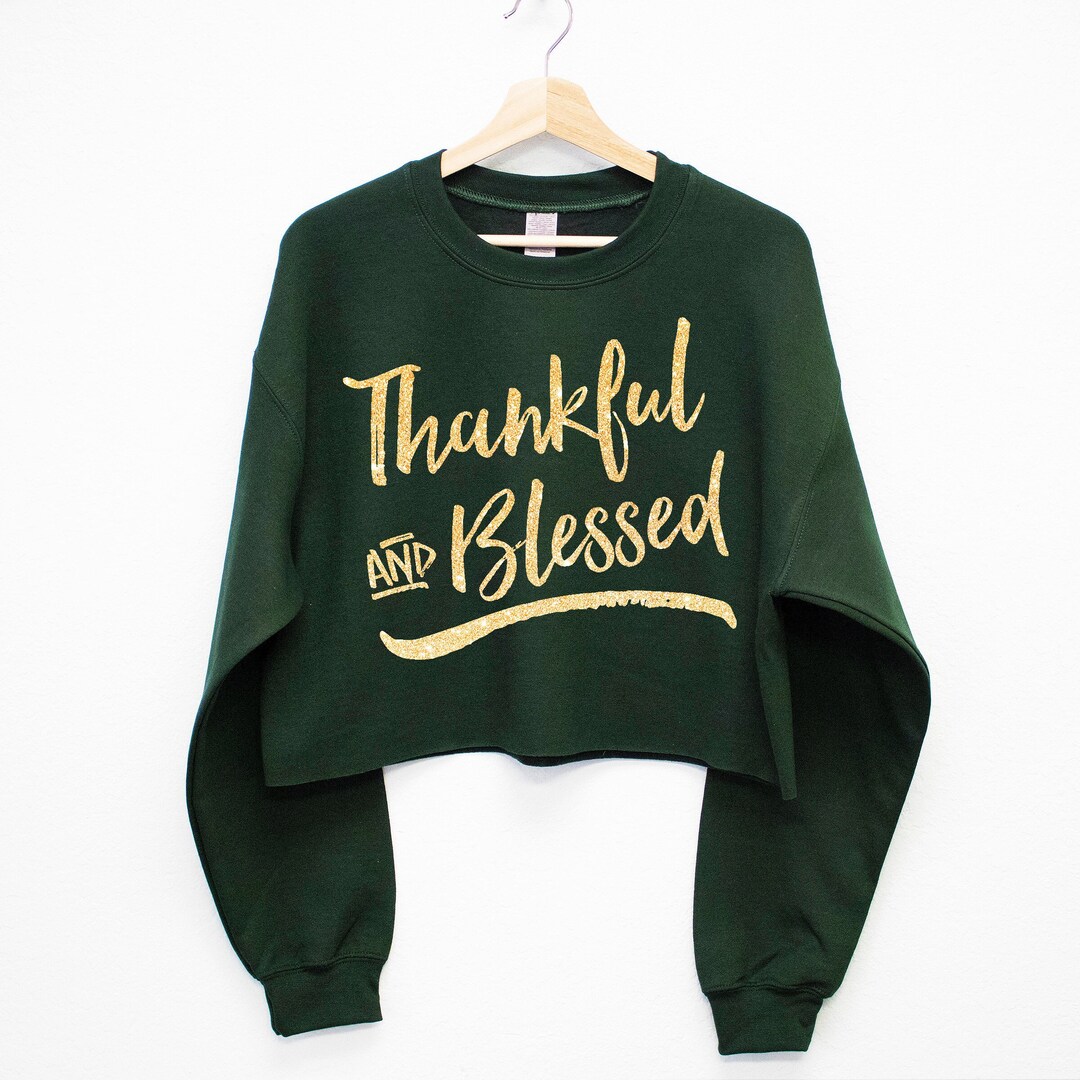 THANKFUL & BLESSED Cropped Sweater for Women, Womens Fall Sweaters ...