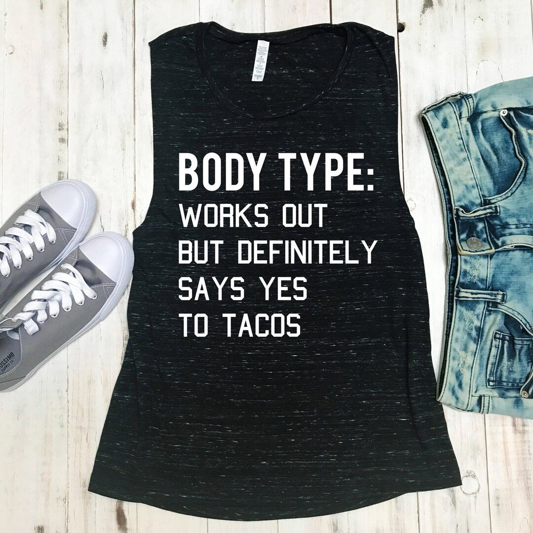 BODY TYPE Loves Tacos Workout Tank Top Marble, Women's Muscle Workout ...
