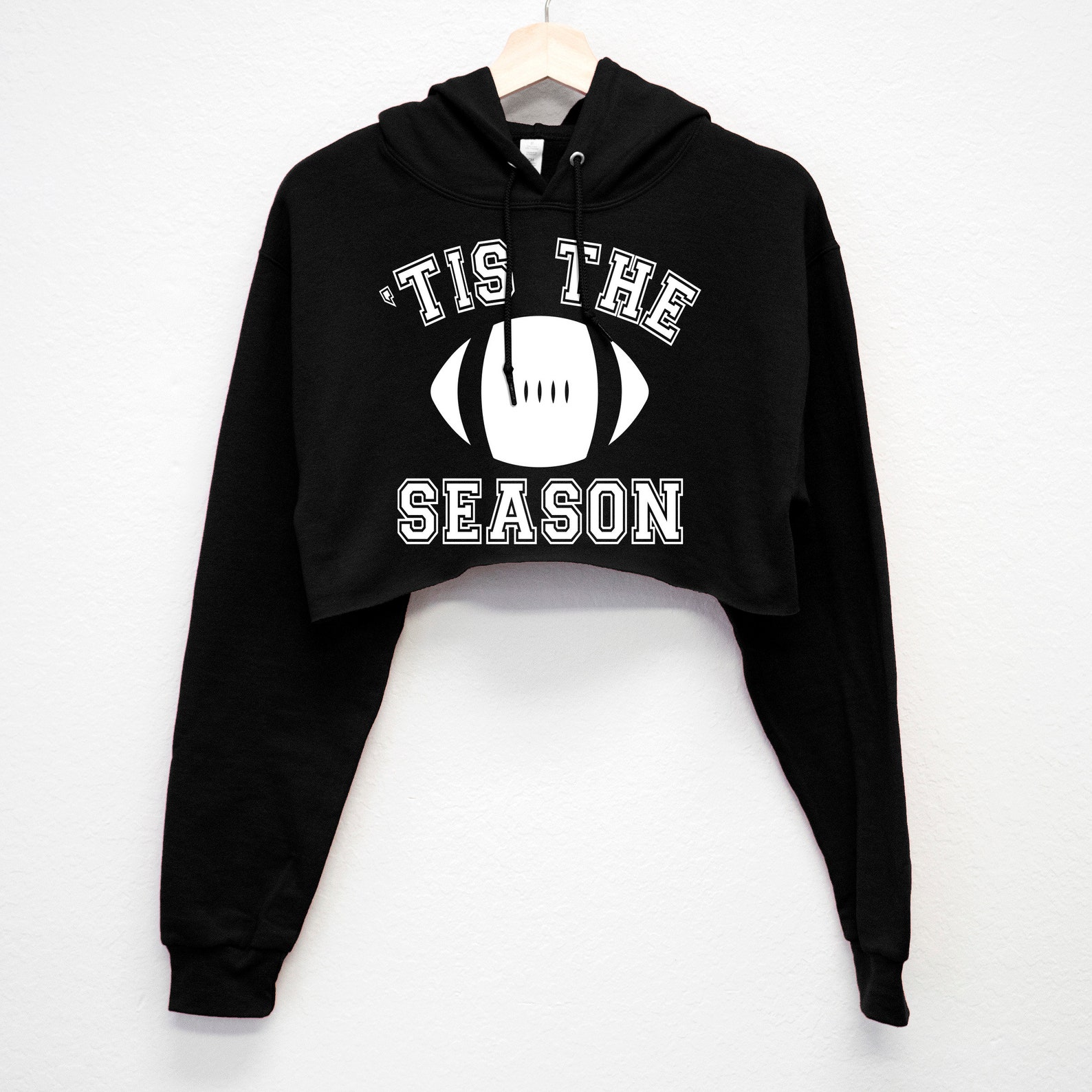 TIS THE SEASON Cropped Hoodie Football Christmas Sweater for Women ...