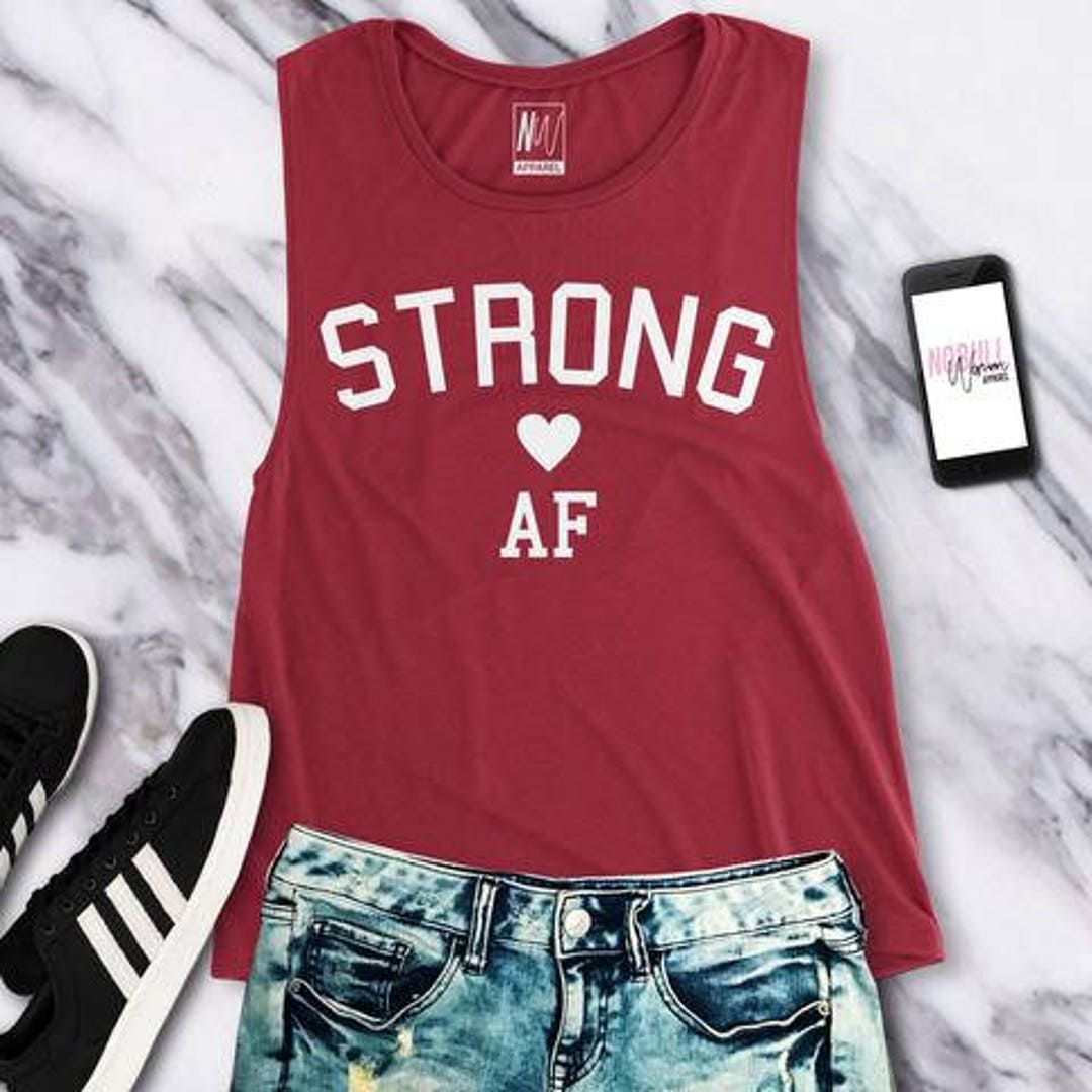 STRONG AF, Mucle Tank, Workout Tank, Workout Top, Gym Tank ...
