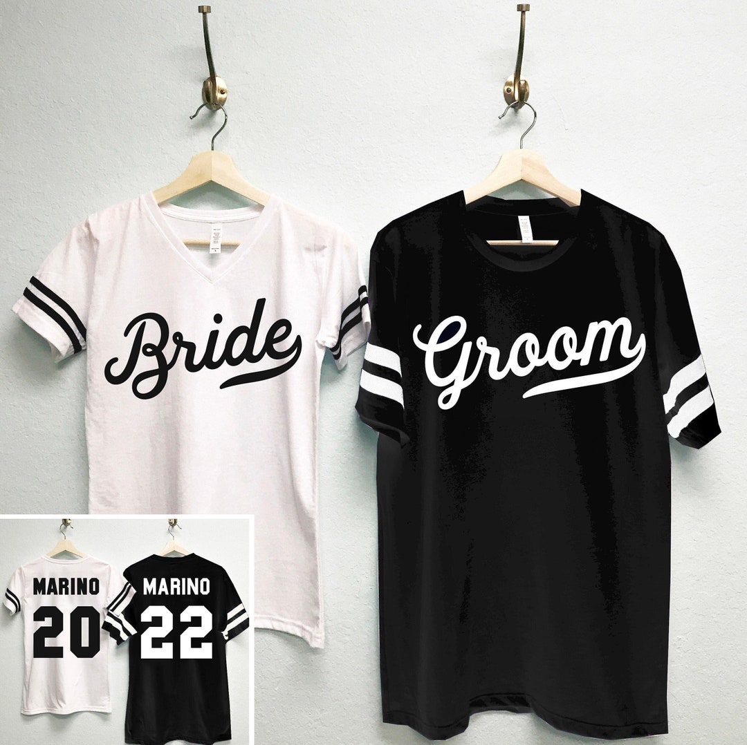 BRIDE Shirt + GROOM Tees Shirts CUSTOM Names & Numbers Set, Couples ...