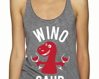 WINO SAUR Tank Top Heather Gray Wine Tank Funny Wine Shirt | Etsy