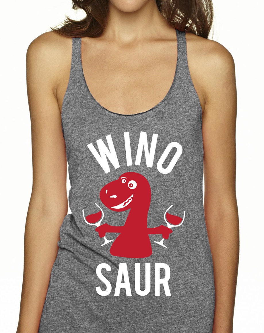 WINO SAUR Tank Top Heather Gray Wine Tank Funny Wine Shirt | Etsy