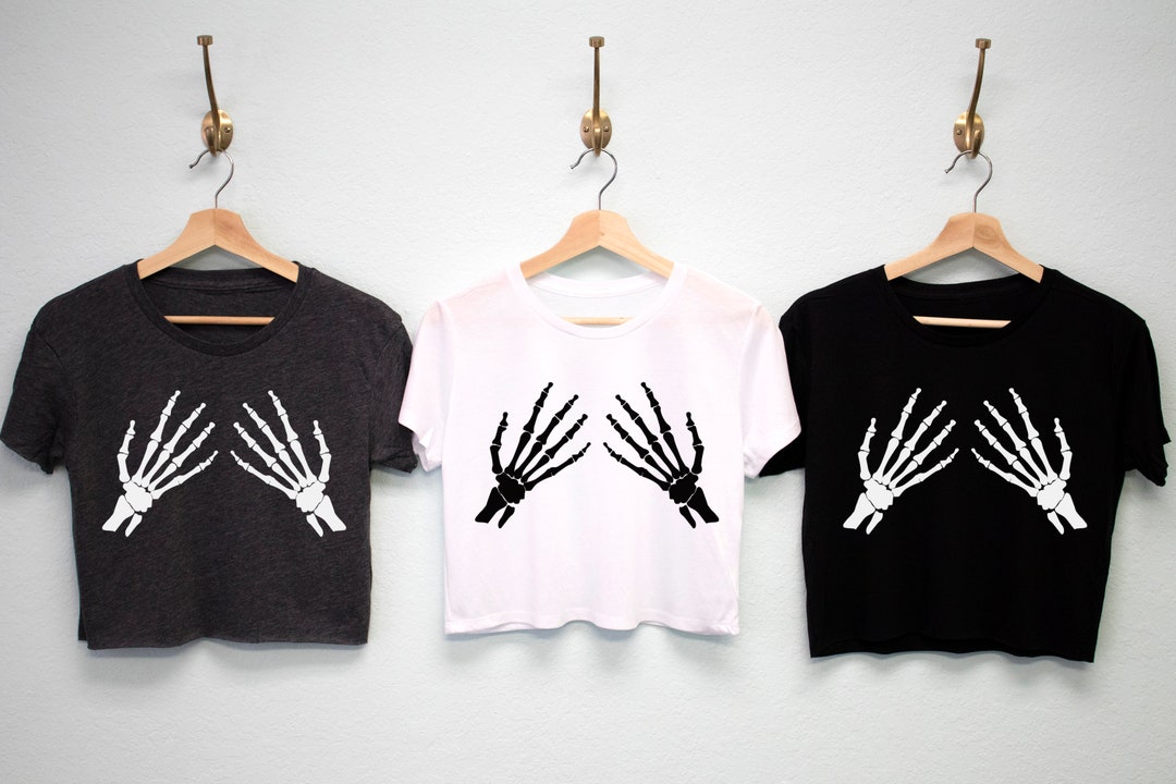 Skeleton Hands Halloween Crop Top, Halloween Shirt, Skeleton Crop Top ...