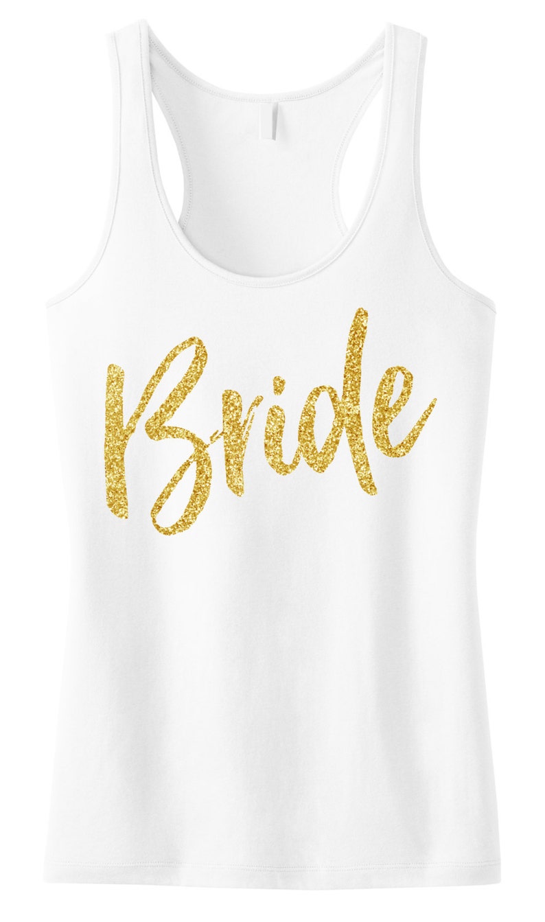 Blush And Gold Wedding Tanks Glitter Script Print Bridesmaid Etsy