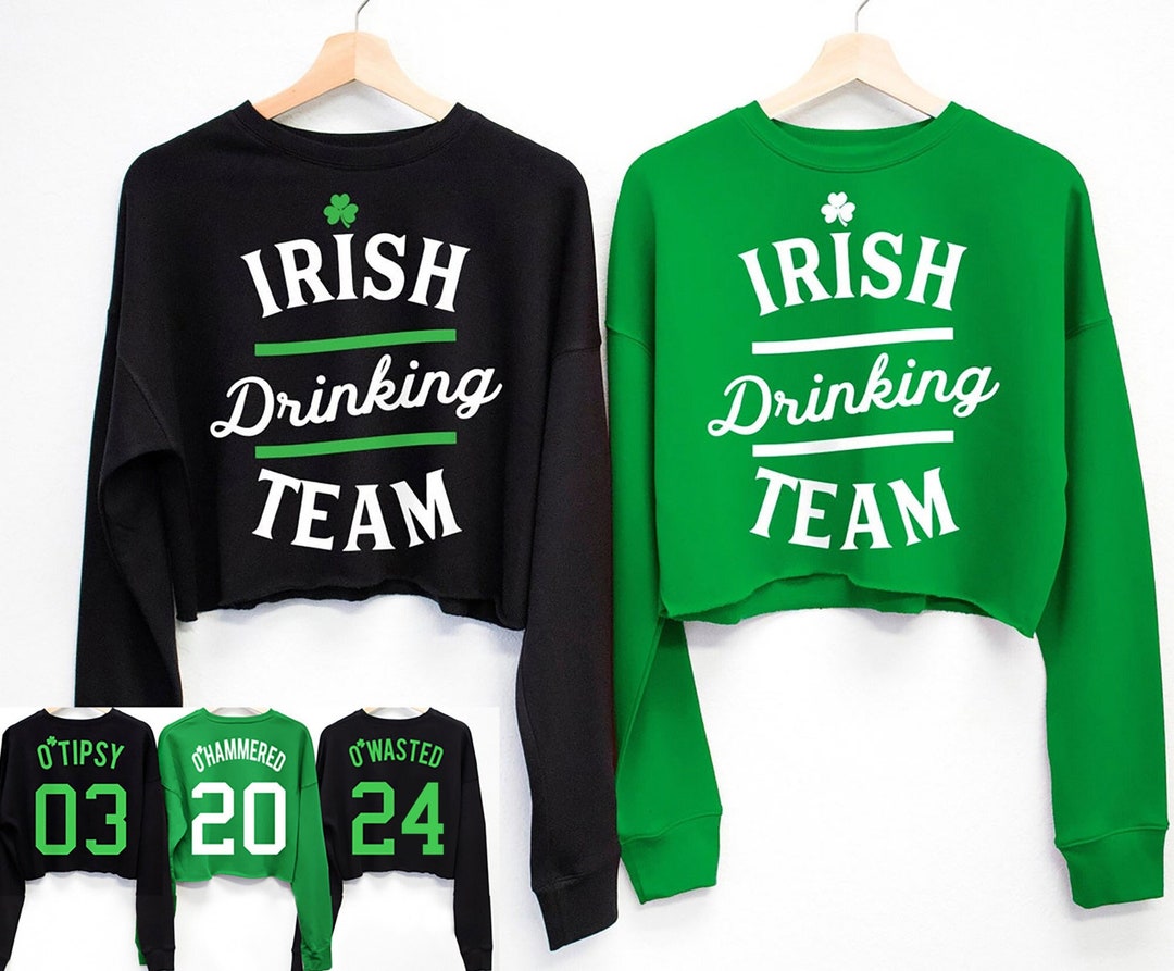 IRISH DRINKING TEAM Cropped Sweater St. Patrick's Day Shirt for Women ...