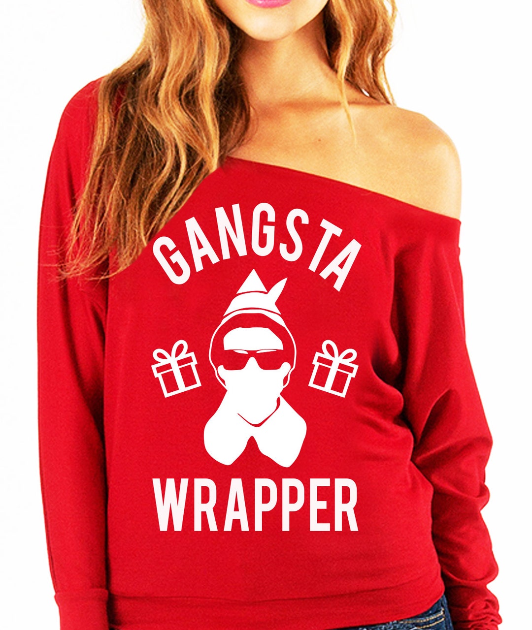 GANGSTA WRAPPER Elf Christmas Slouchy Sweatshirt - Pick Color ...
