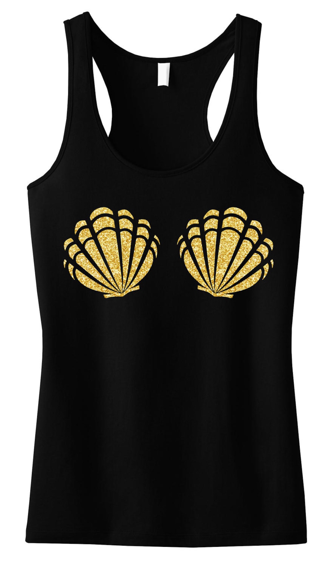 MERMAID Gold Sea Shells Tank Top, Choose Color, Mermaid Tanks, Summer ...
