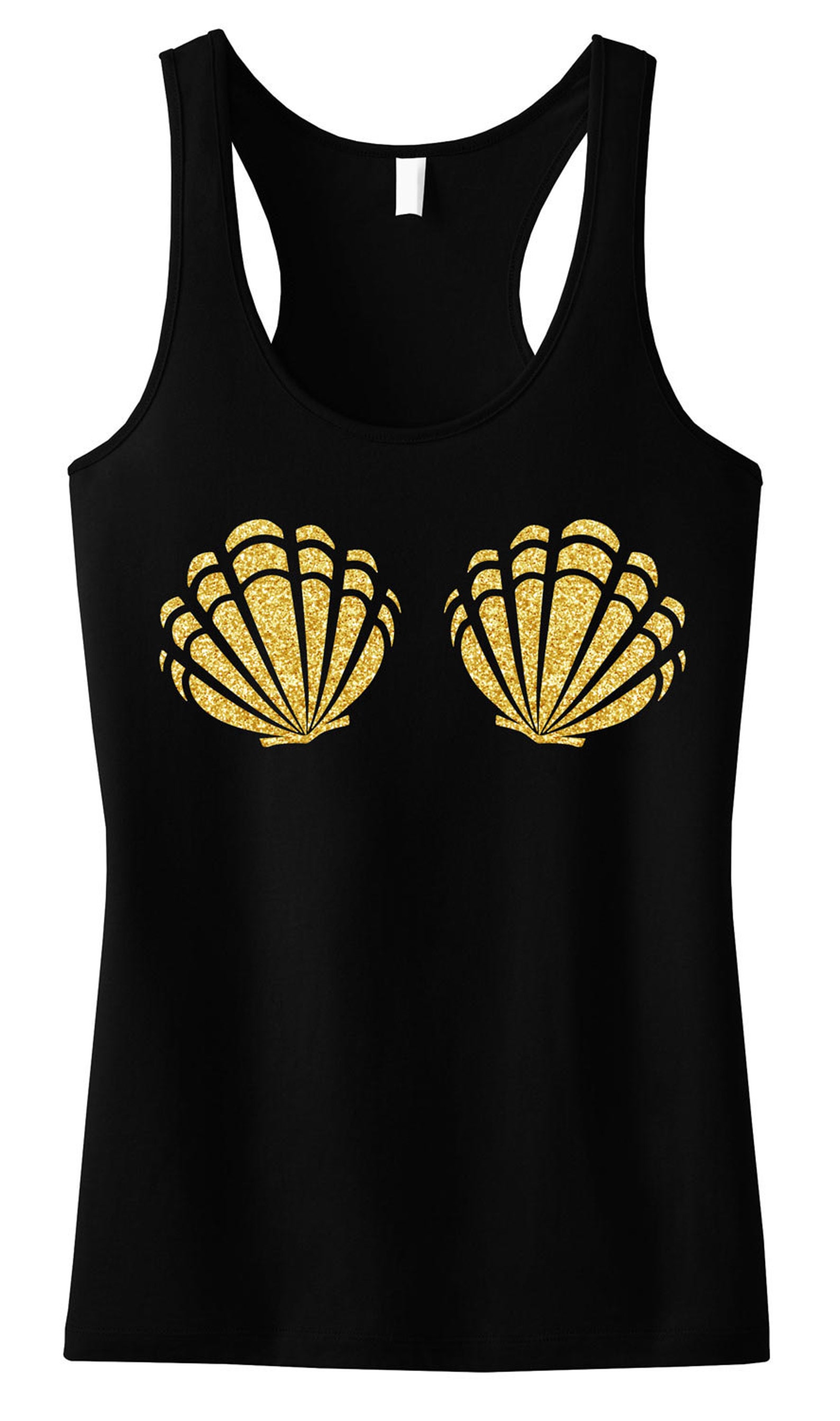 MERMAID Gold Sea Shells Tank Top With Starfish Back Print - Etsy