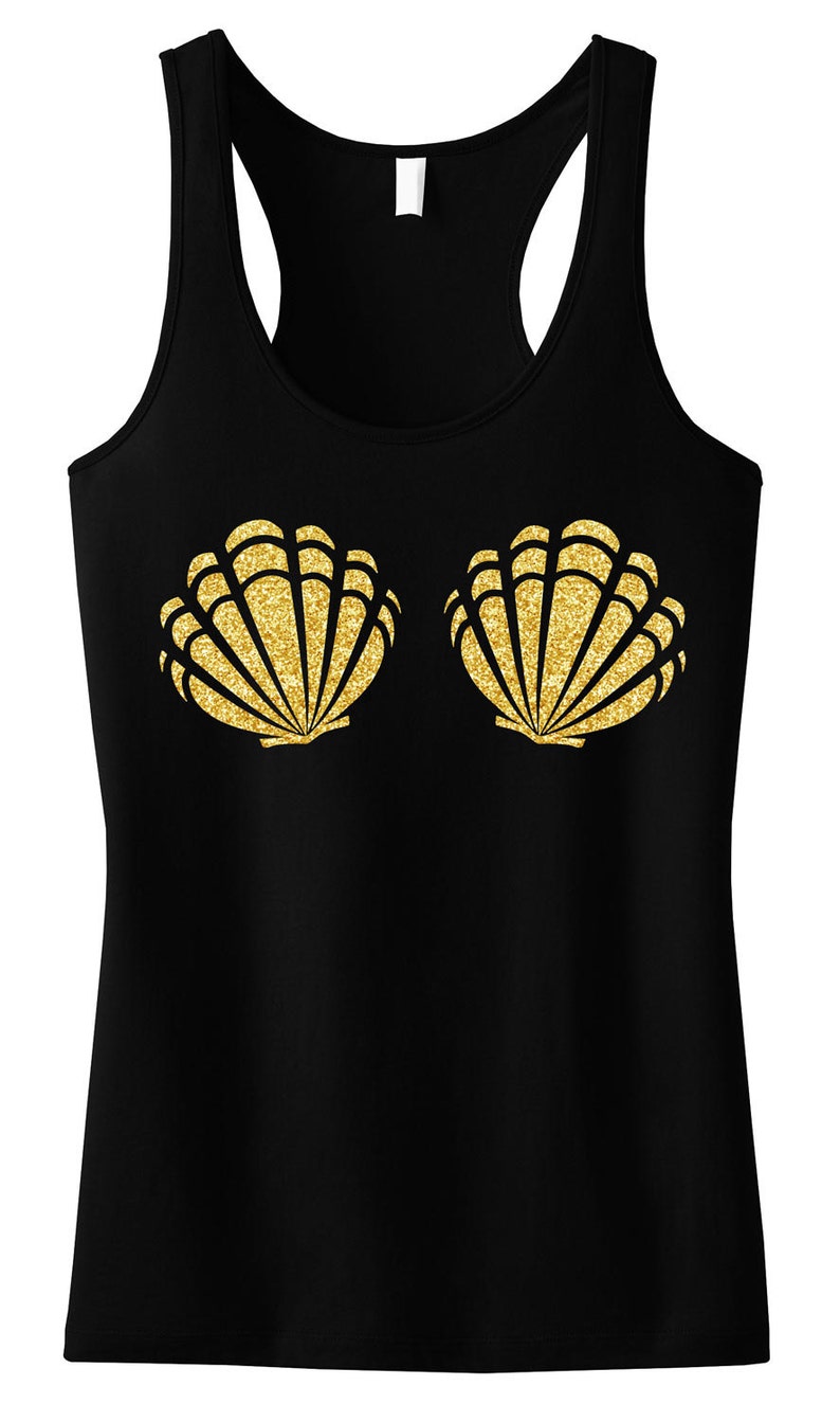 MERMAID Gold Sea Shells Tank Top With Starfish Back Print - Etsy