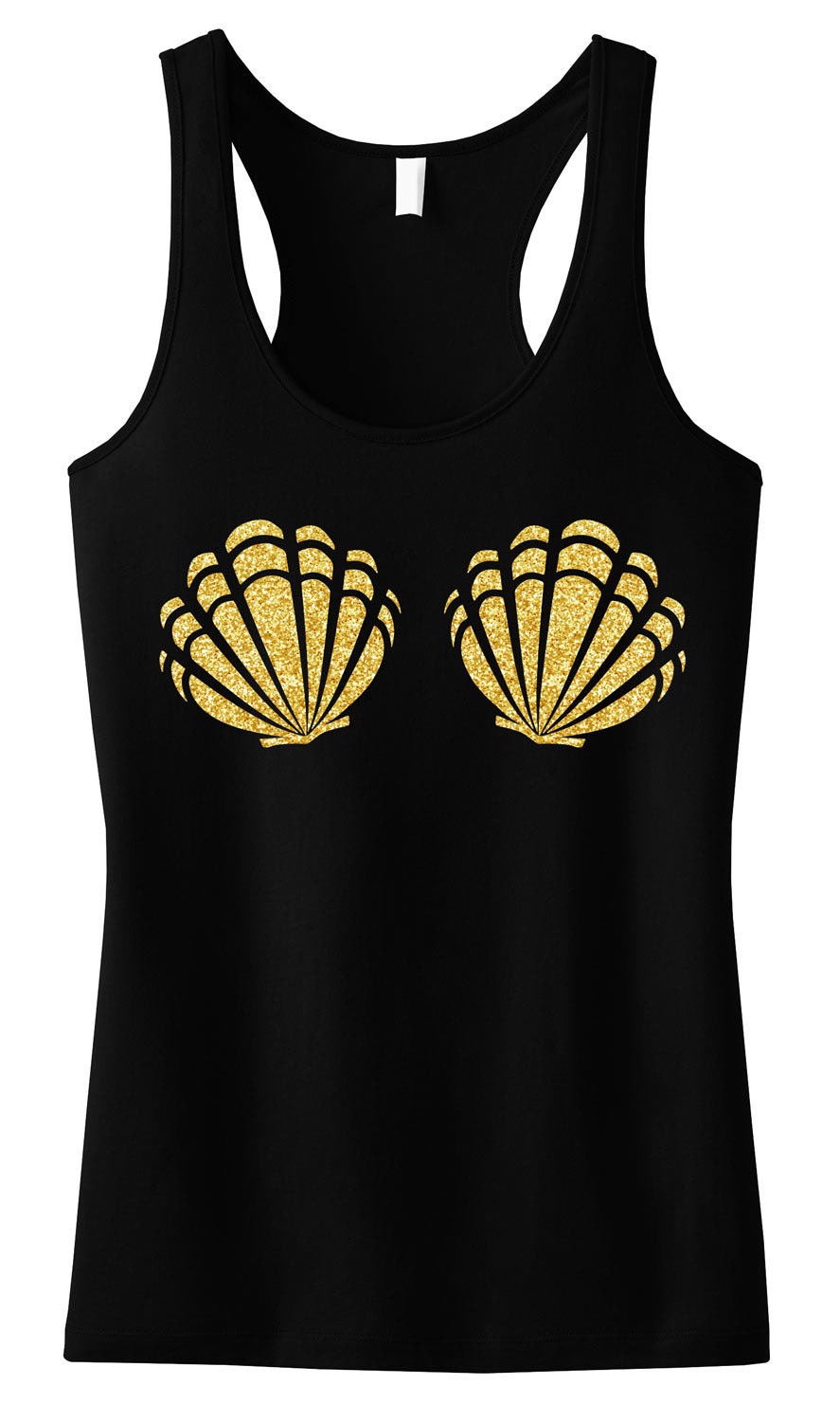 MERMAID Gold Sea Shells Tank Top with Starfish Back Print | Etsy