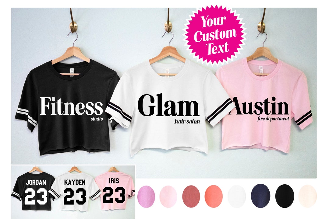 WOMEN'S CUSTOM SHIRTS Crop Tops Personalized Name & Numbers, Customized ...