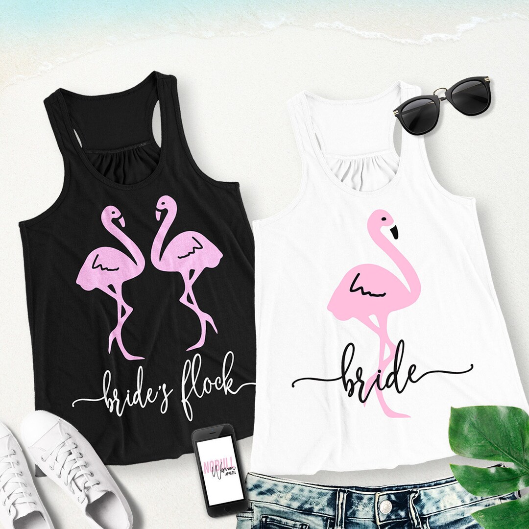 BRIDE & BRIDE'S FLOCK Flamingo Wedding Tanks, Bride Tank Top ...