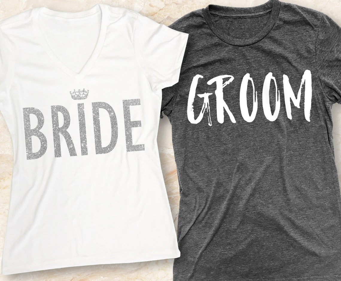 BRIDE & GROOM SHIRTS Set Pick Color, Matching Couples Shirts, Honeymoon ...