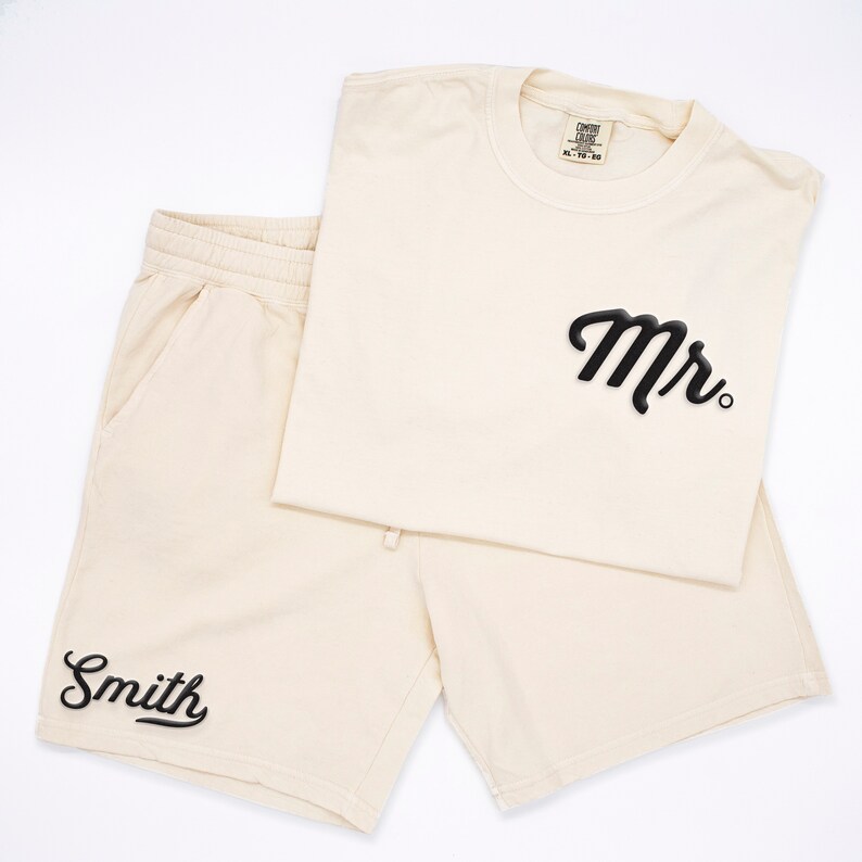 CUSTOM Puff Print MR. & MRS. Shirt and Shorts Set, Name and Numbers ...