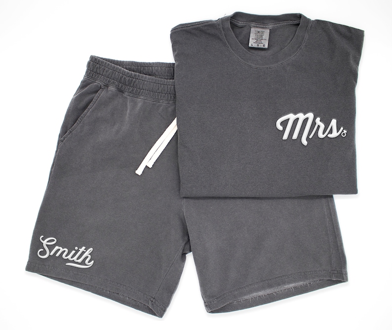 CUSTOM Puff Print MR. & MRS. Shirt and Shorts Set, Name and Numbers ...