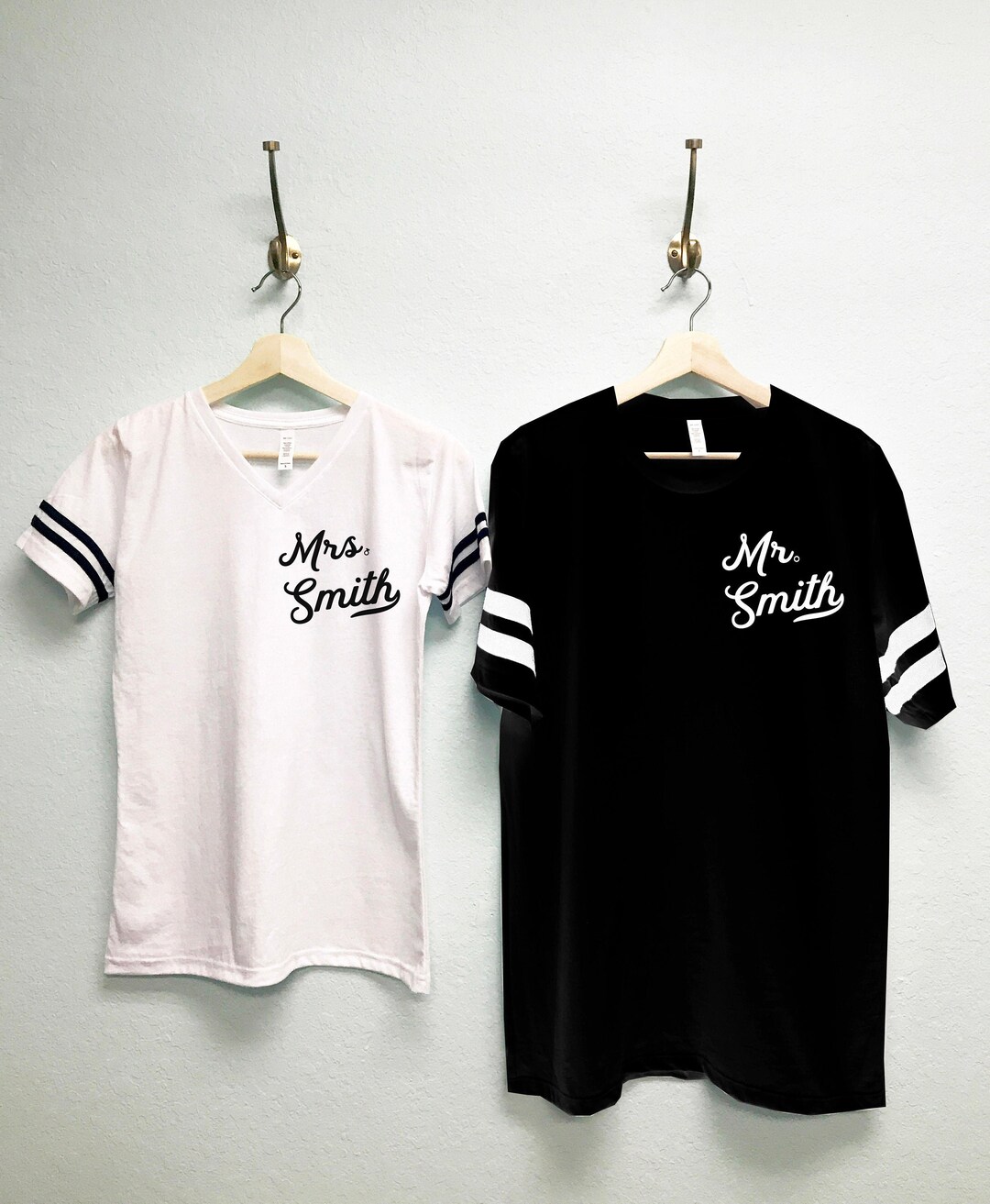 MRS Bride Shirt + MR Groom Tees Custom Name POCKET Print Set, Couples ...