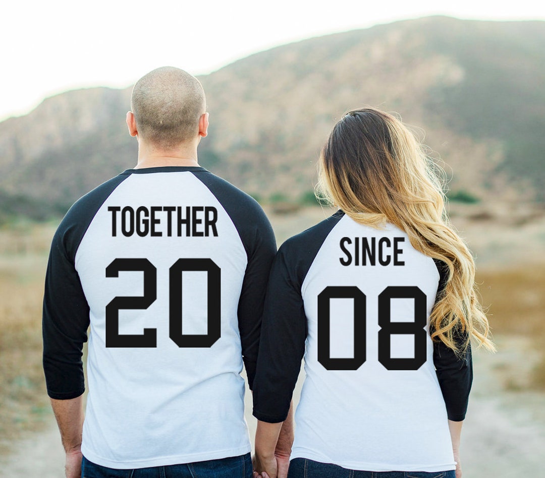 TOGETHER SINCE CUSTOM Date Baseball Tees Numbers Set Black, Couples ...