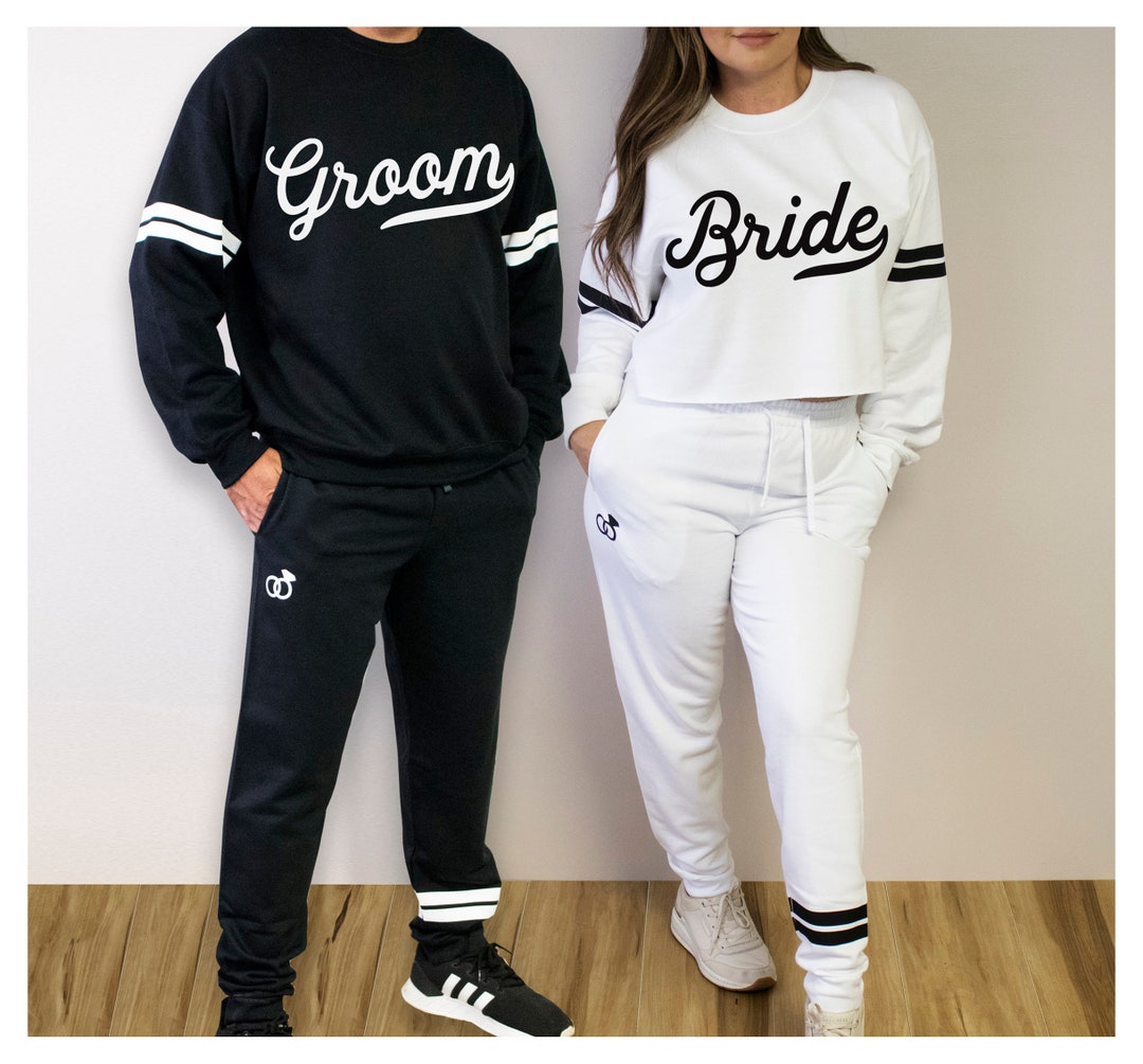Bride Cropped Sweater and Groom Sweatshirts & Joggers Bridal Gift Set ...