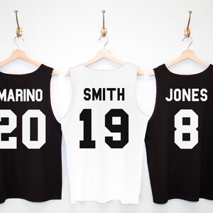 GROOM & GROOMSMEN Tank Tops CUSTOM Names and Numbers for Bachelor Party ...