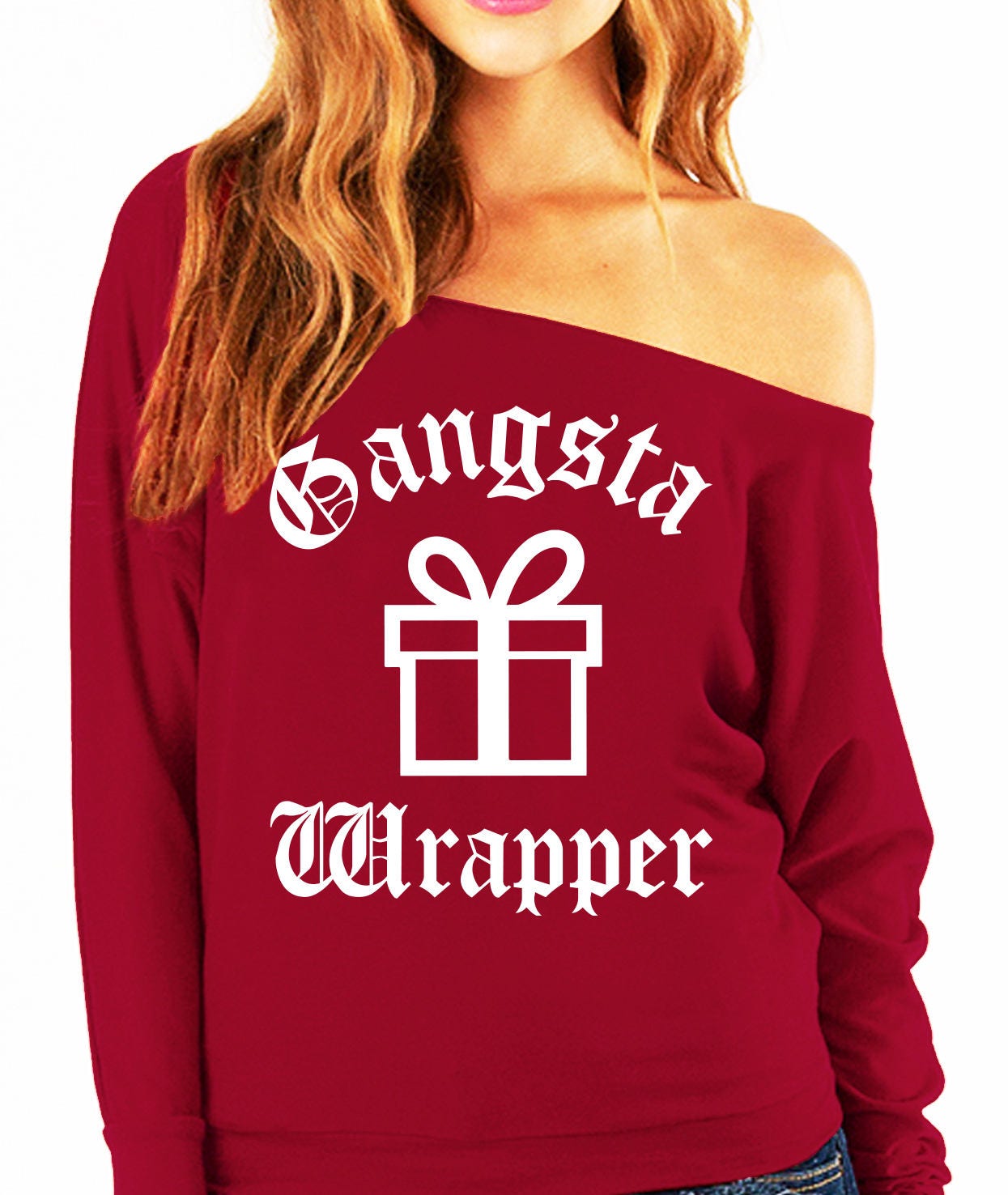 GANGSTA WRAPPER Christmas Slouchy Sweatshirt - Pick Color, Ugly ...