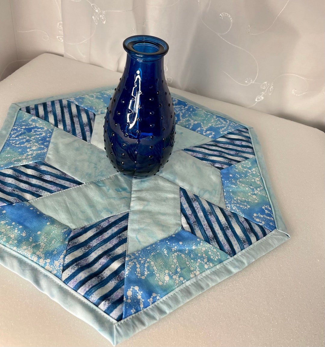 Shades of Blue Candle Mat / Doily - Etsy