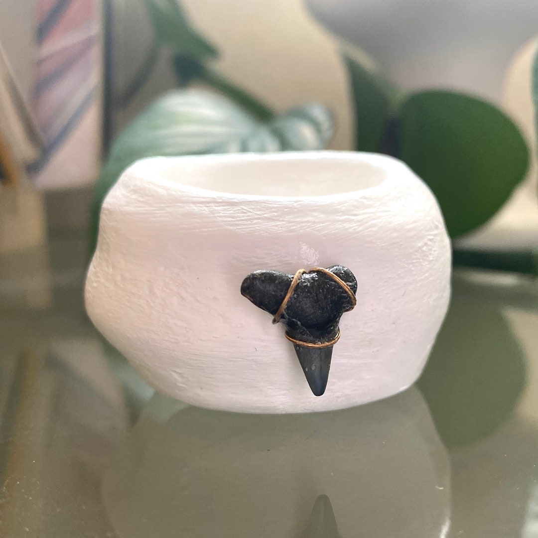 Miniature Clay Pot With Shark Tooth, Mini Trinket Pot, Small White Clay ...