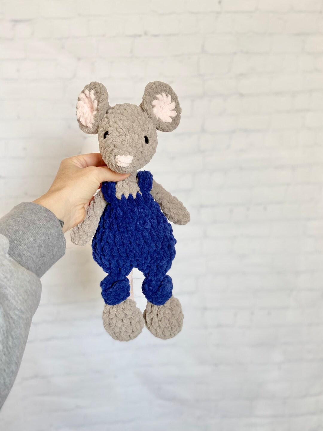 Mouse Lovey Mouse Snuggler Mouse in Blue Overalls Lovey - Etsy