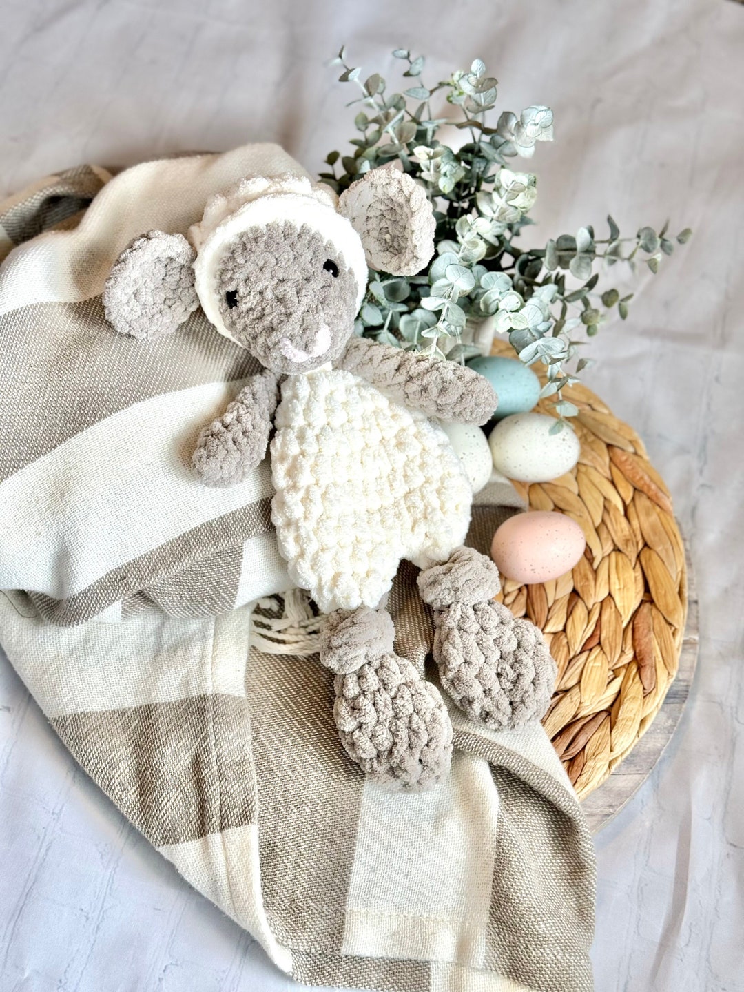 Mini Crochet Lamb Snuggler Crochet Lamb Lovey Knotted Lovey Crochet ...