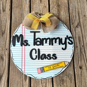 Notebook Paper Teacher Sign - Etsy