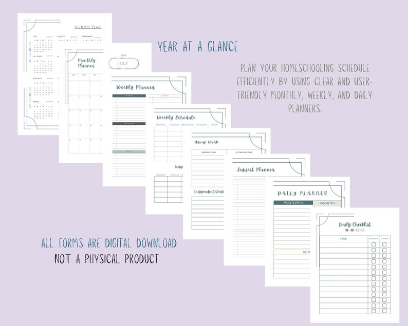 Homeschool Planner Printable 2024 Portfolio, Homeschool Resource, Dated ...