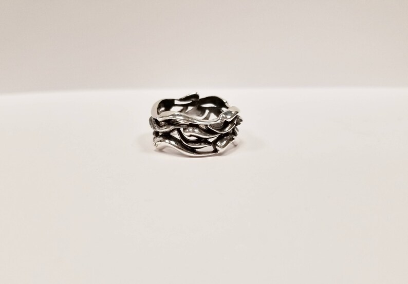 Sterling Silver Antiqued Flame Ring - Etsy