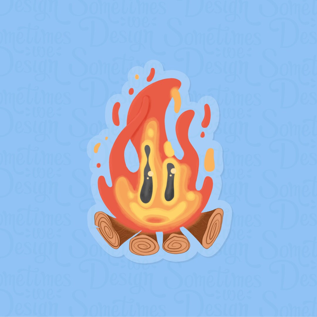 Fire Character Art Illustration Sticker, Flame Transparency - Etsy