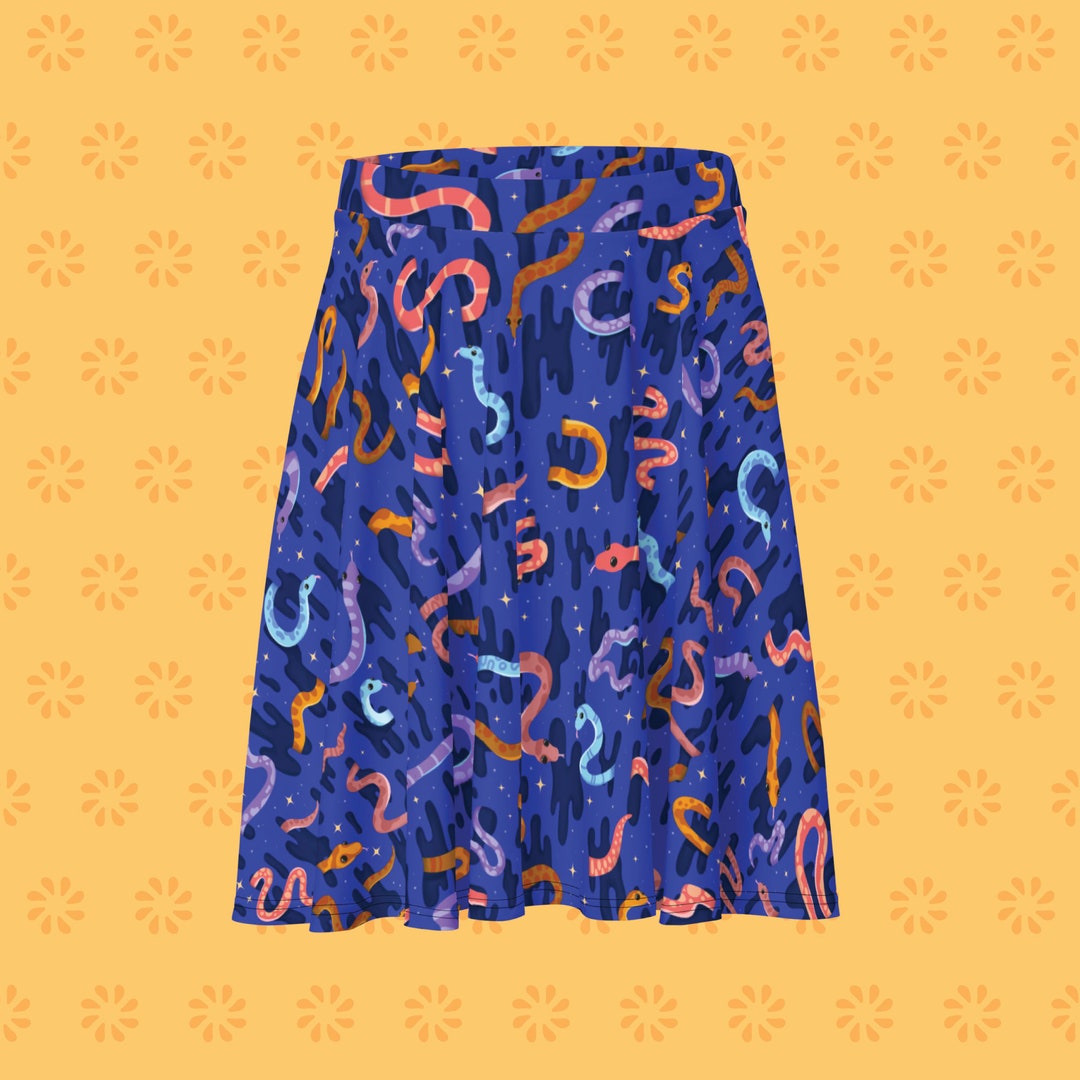 Squiggly Snakes Pattern - All Over Print Skater Skirt - Etsy