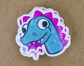 Home & Living Big Eyes Comic Cartoon Style Bright Colored Dinosaur ...