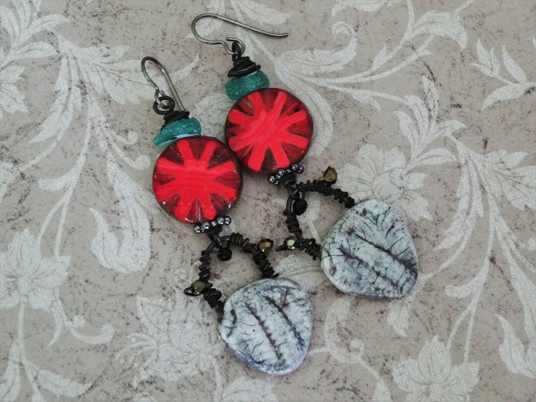 Water on Mars Earrings, Earthy, Rustic, Bold, Bohemian, Summer, Artisan ...